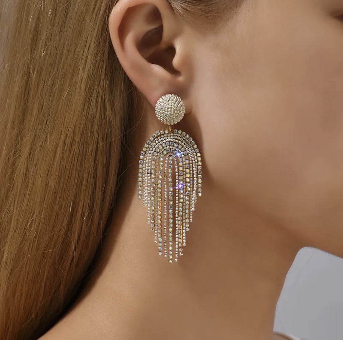 Rhinestone Waterfall Drop Earrings - Glam Girl Accessories