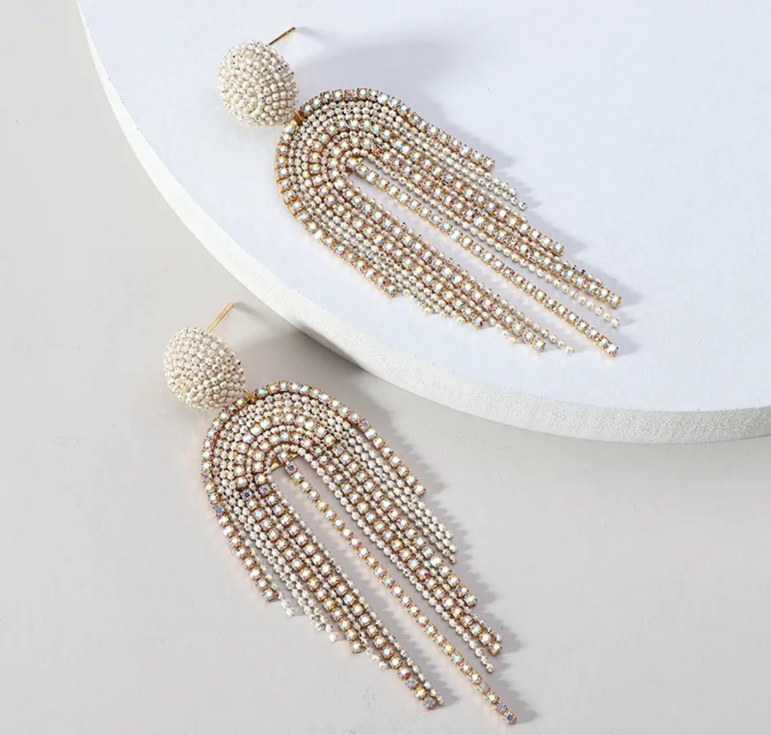 Rhinestone Waterfall Drop Earrings - Glam Girl Accessories