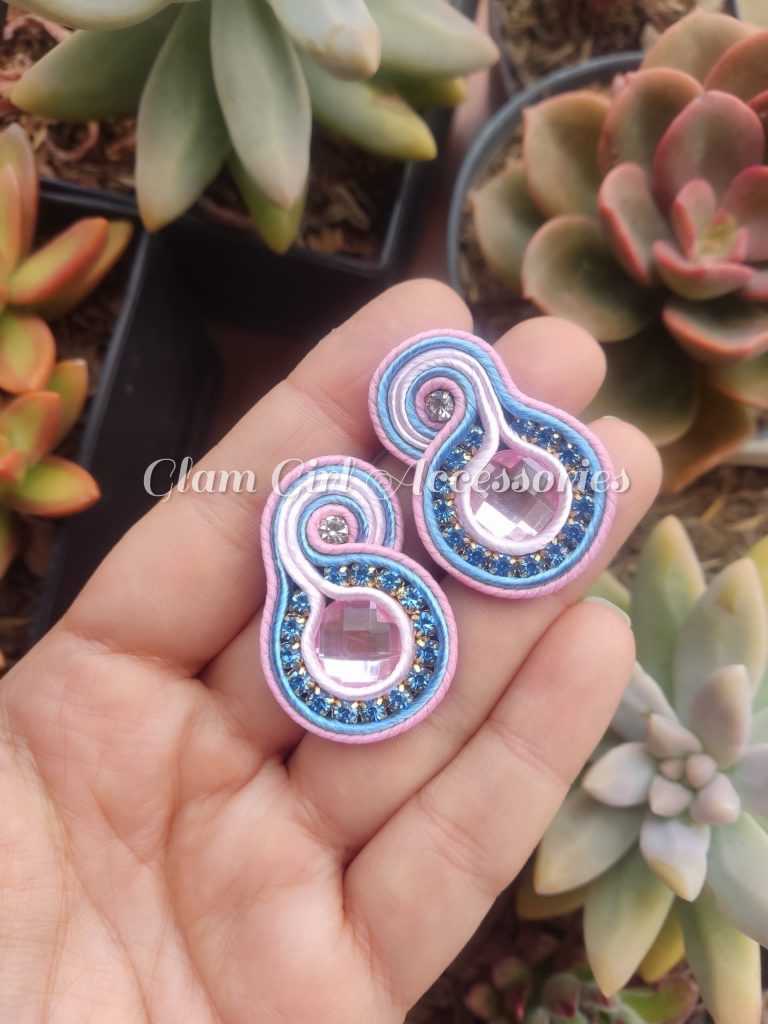 Mini Crystal Soutache Earrings - Glam Girl Accessories